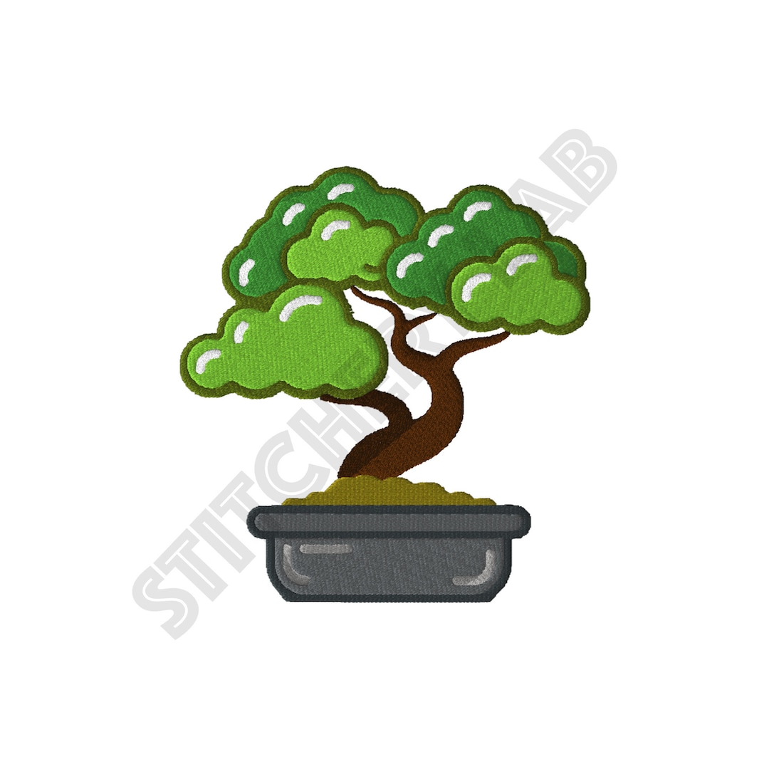 Bonsai Tree Embroidery Design – 4x4 Hoop Planter Pot Pattern, Instant ...