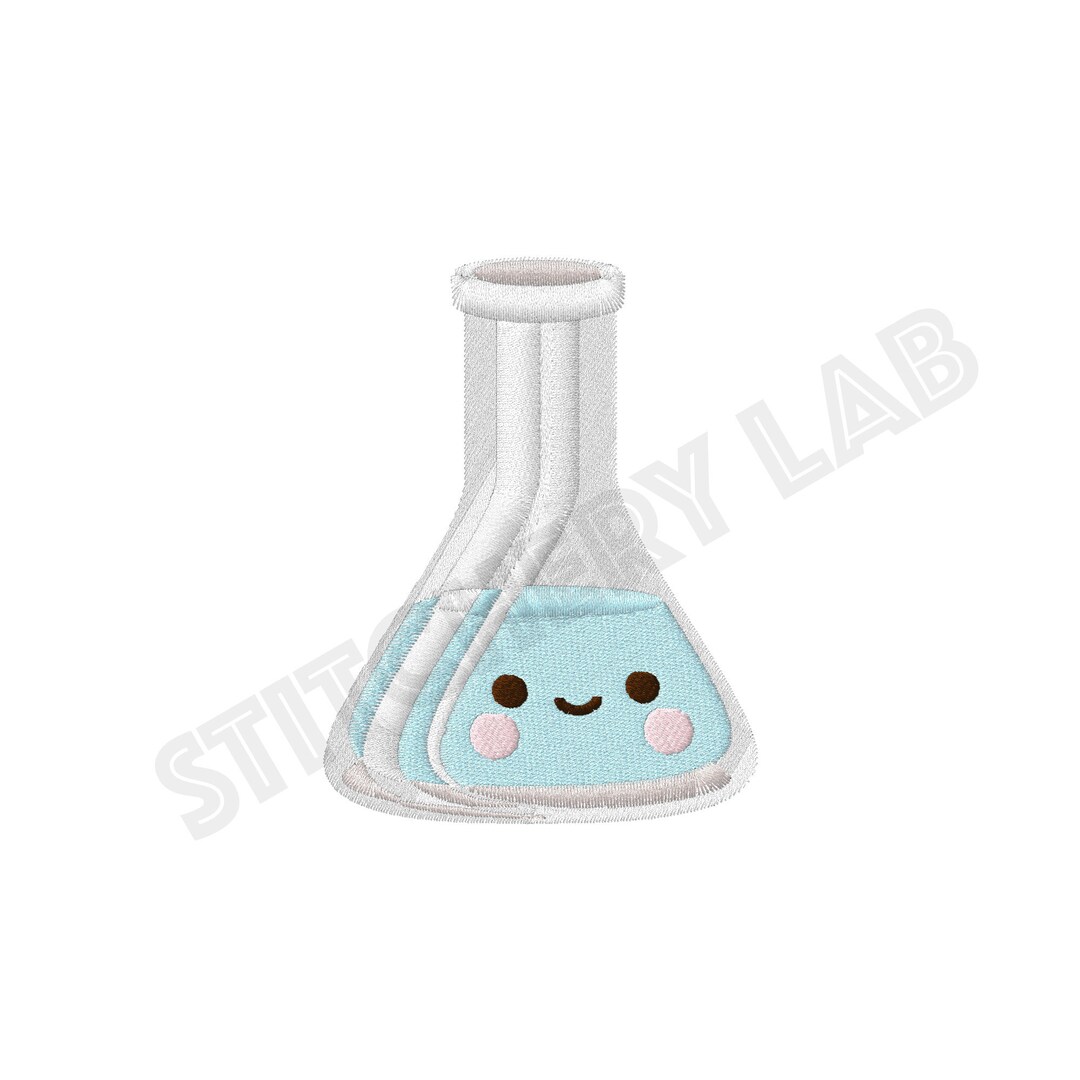 Kawaii Lab Flask Machine Embroidery Design File - 4 X 4 Inch Hoop ...