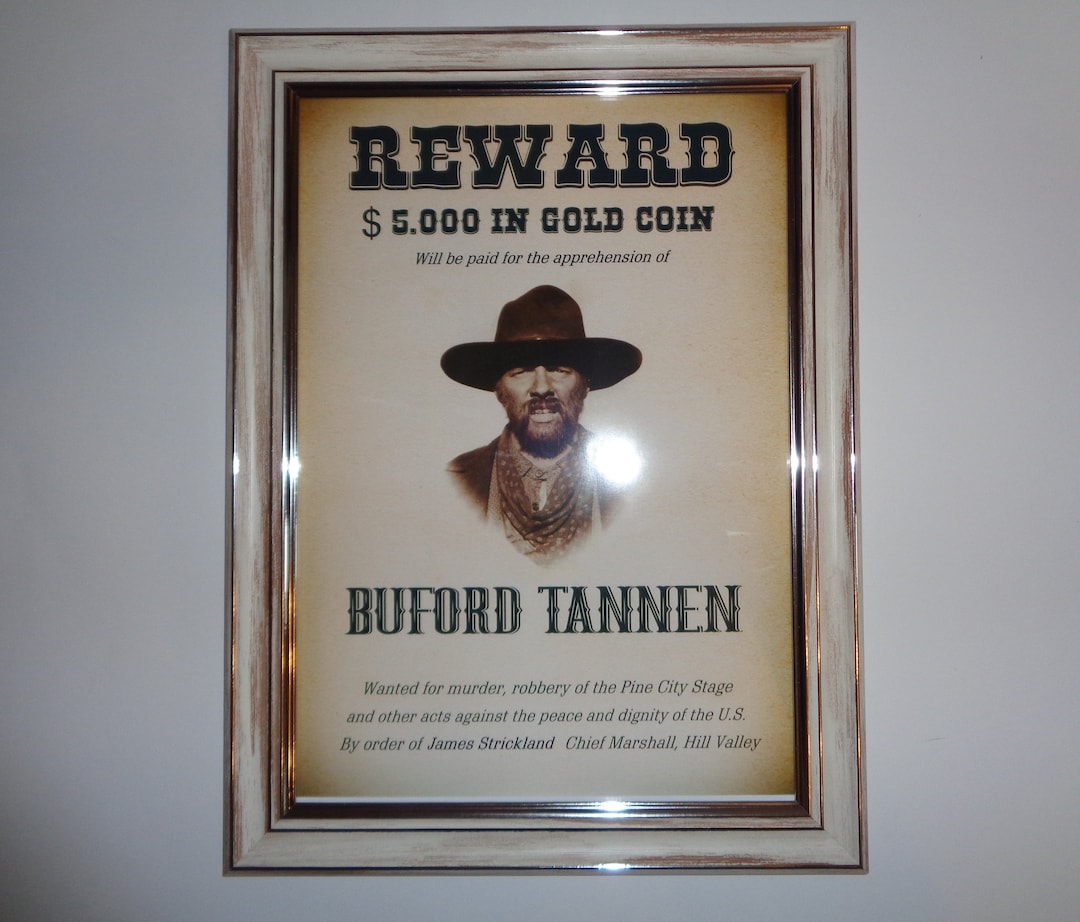 Retour vers le futur.Buford (Biff) Tannen Wanted,Récompense.Photo avec cadre. - Etsy France