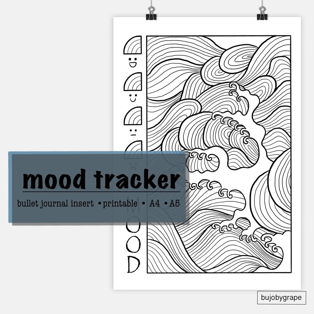 Bullet Journal Insert Printable Mood Tracker Japanese Waves Template ...