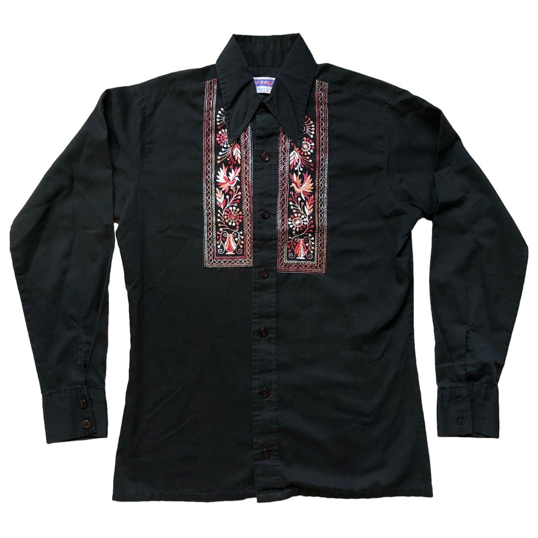 Lew Magram Shirtmaker to the Stars Vintage Black Button up Shirt With ...