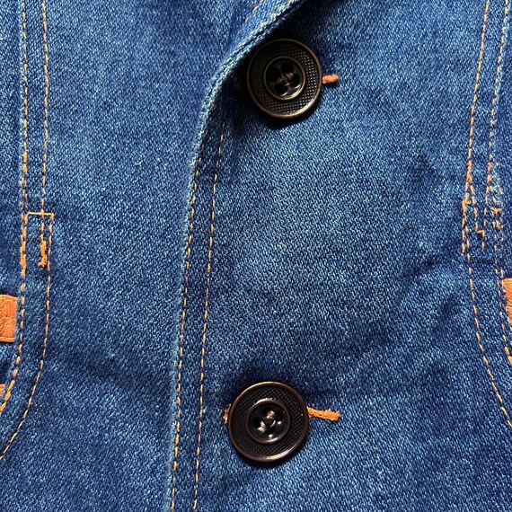 Marshall Lester Denim and Leather Blazer Jean Jacket … - Gem