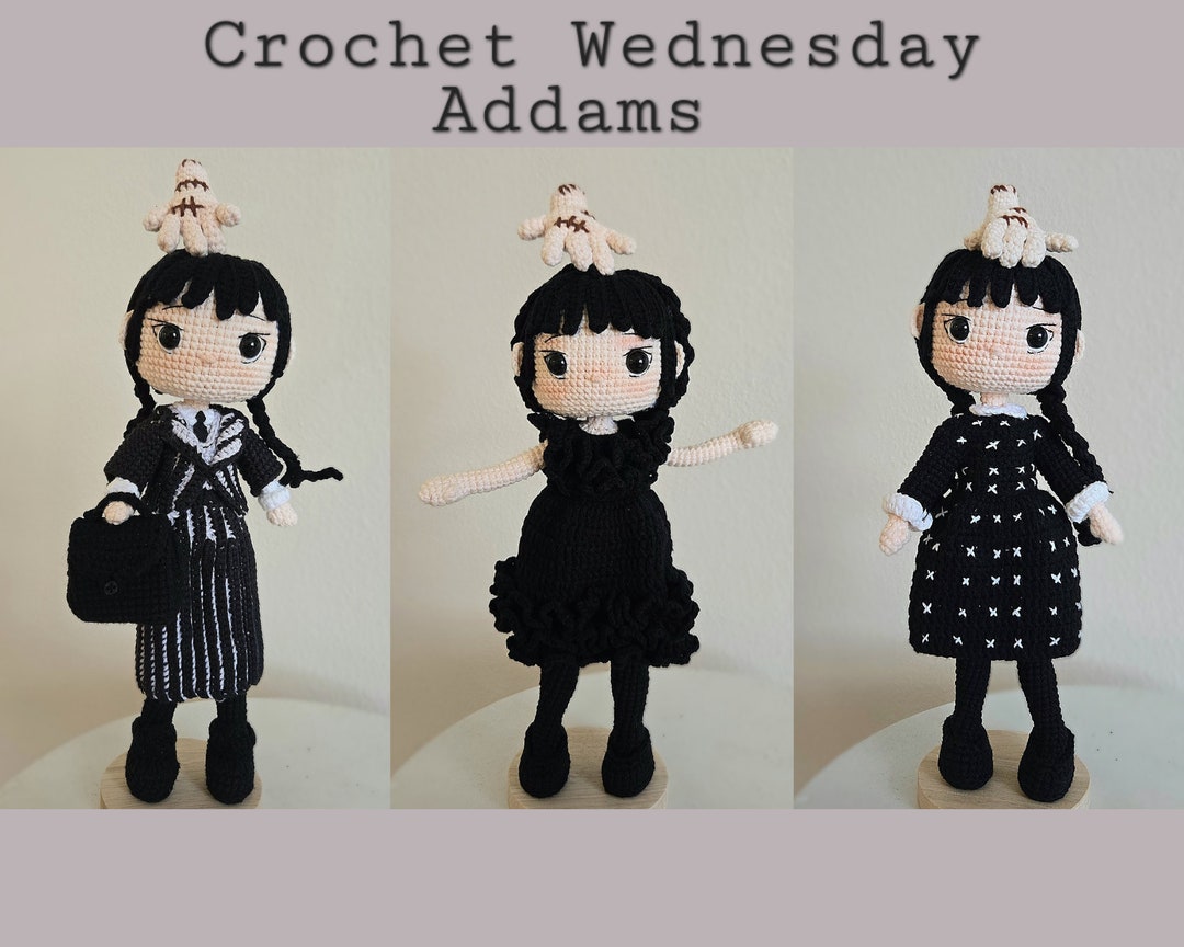 Crochet Wednesday Addams Doll: 10" Handmade Organic Cotton - Etsy