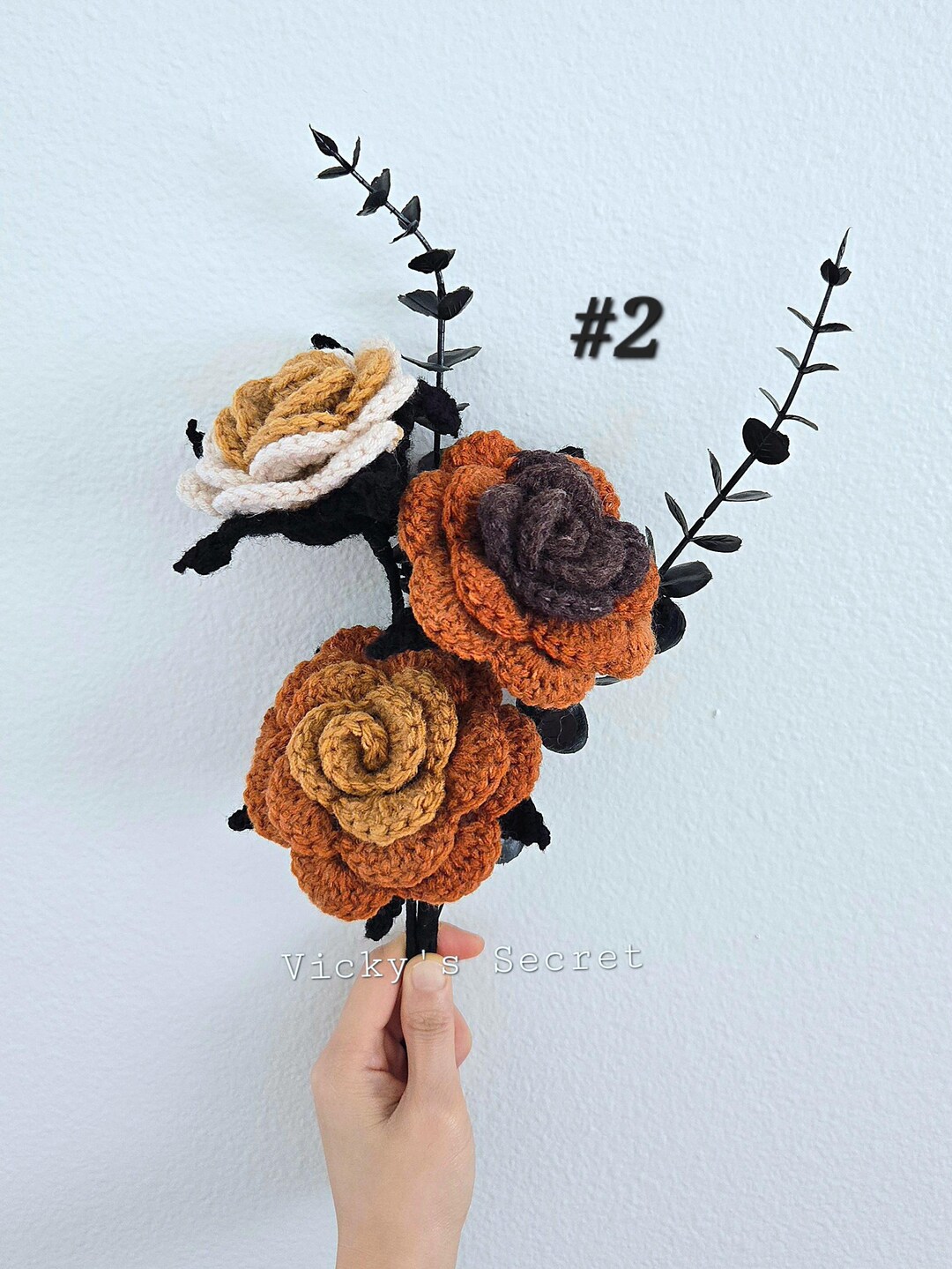Handmade Crochet Rose Stem: Everlasting Milk Cotton Flower - Etsy