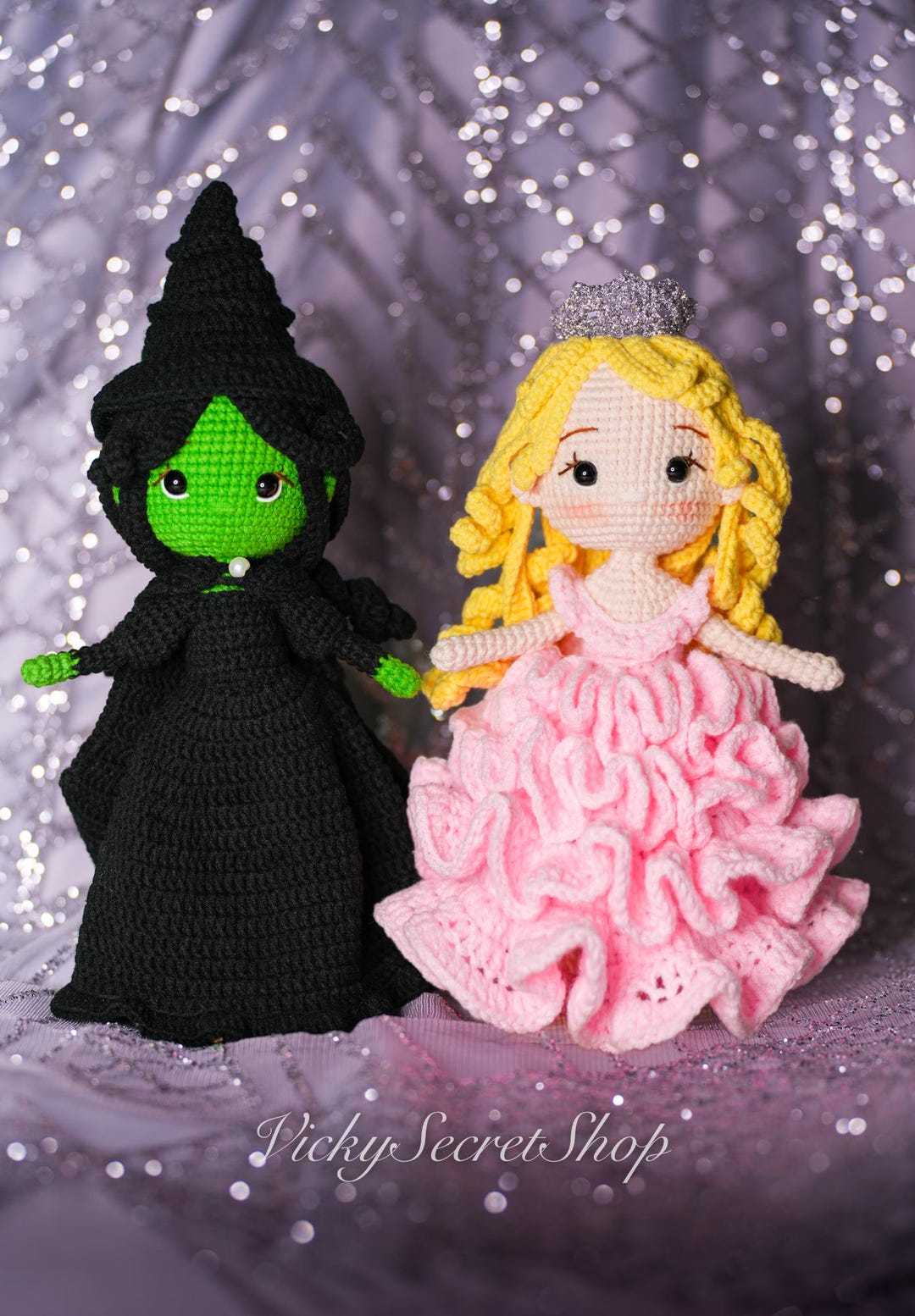 Crochet Doll Glinda & Elphaba From Wicked/wizard of Oz | Handmade ...