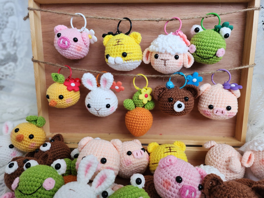 Cute Animal Crochet Keychain, Key Ring, Stainless Steel, Color With ...