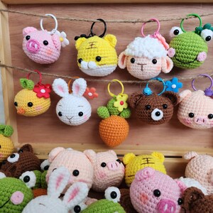 Cute Animal Crochet Keychain, Key Ring, Stainless Steel, Color With ...