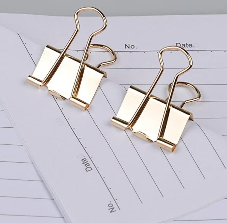 Gold stationery gold bulldog clips gold paperclips gold | Etsy