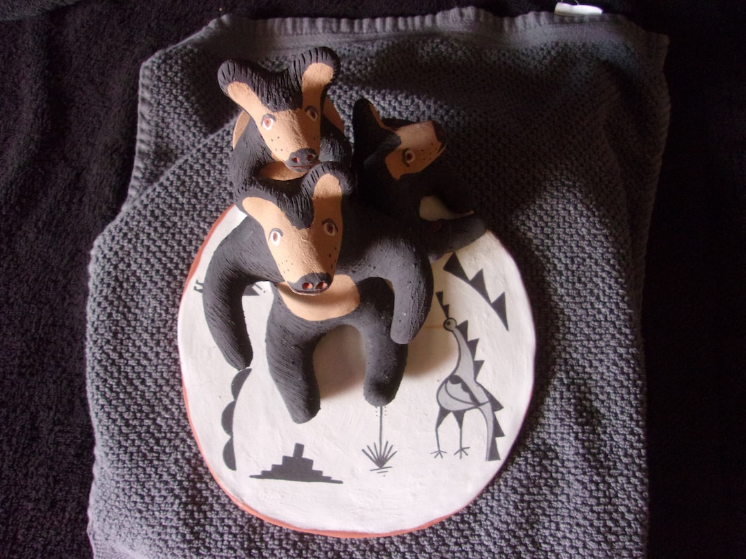 Bear Storyteller With Plate by Clifford Kim Fragua - Etsy