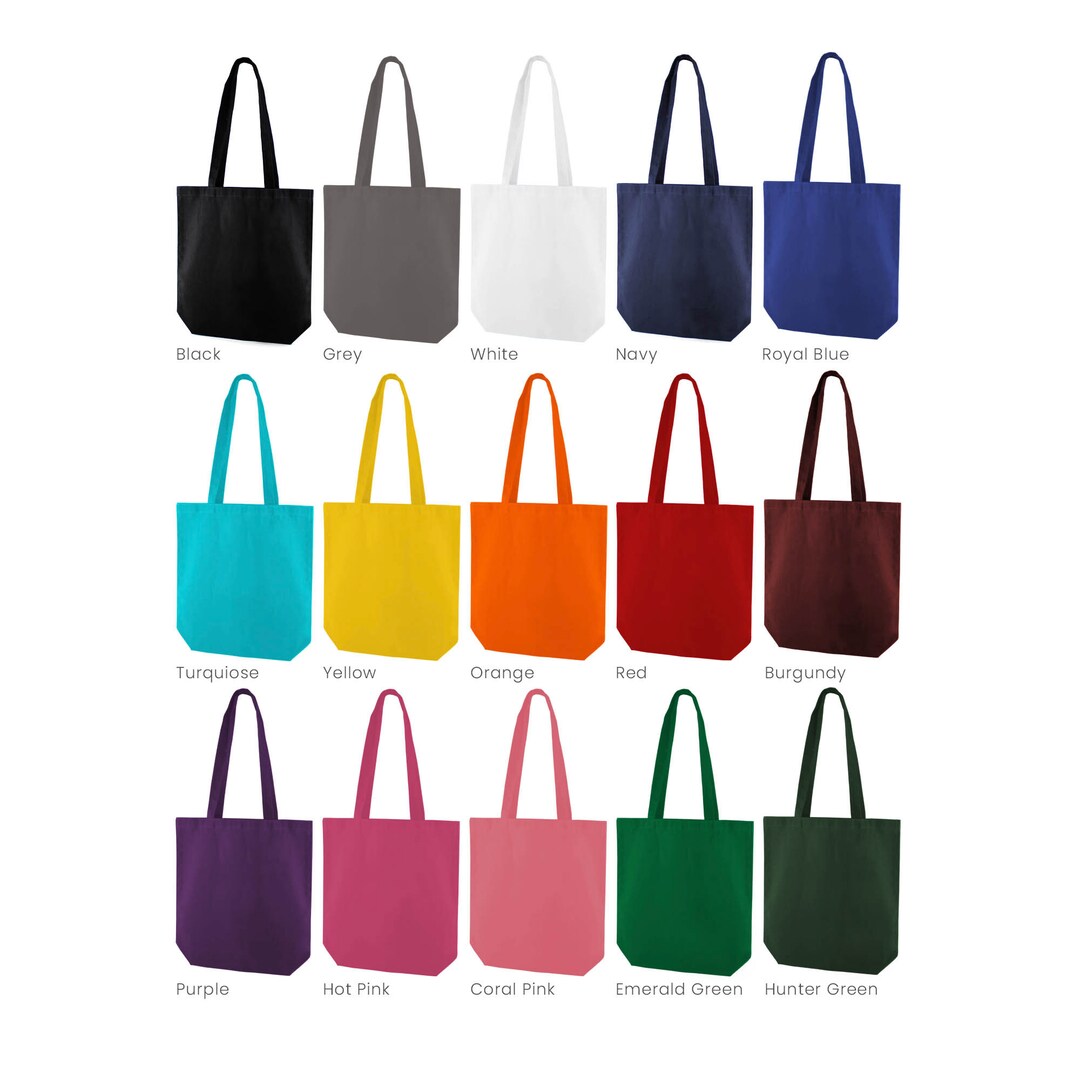 Coloured Canvas Tote Bag | 10oz Reusable Shopping Bag | Long Handles ...