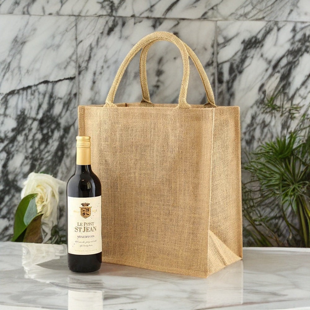 Jute Bottle Carrier | Eco Friendly Wine Gift Wrap | Hessian Burlap Bag ...