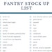 Pantry Stock up Checklist | Grocery List - Etsy