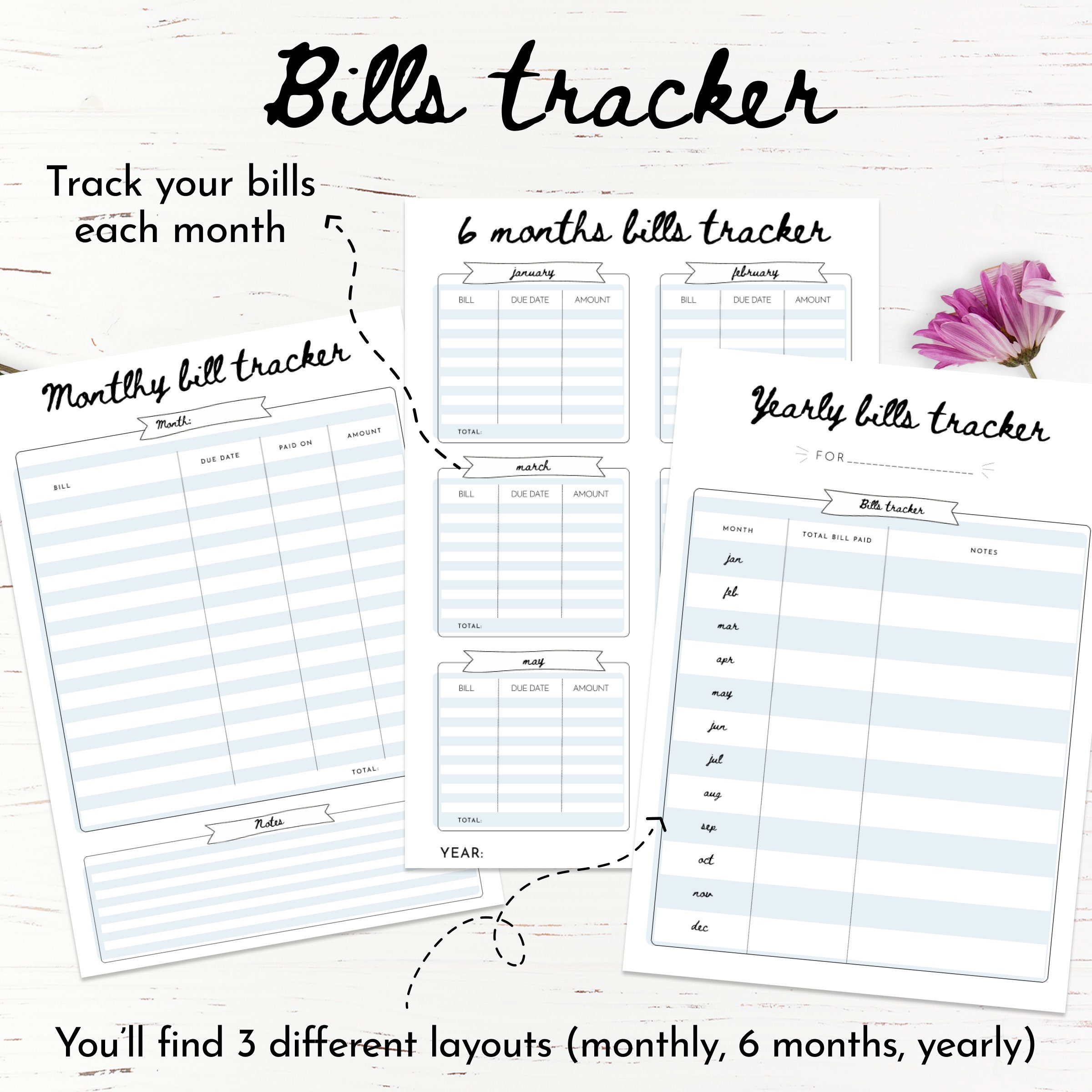 Monthly Bill Tracker and Budget Planner for Your Financial Planner ...