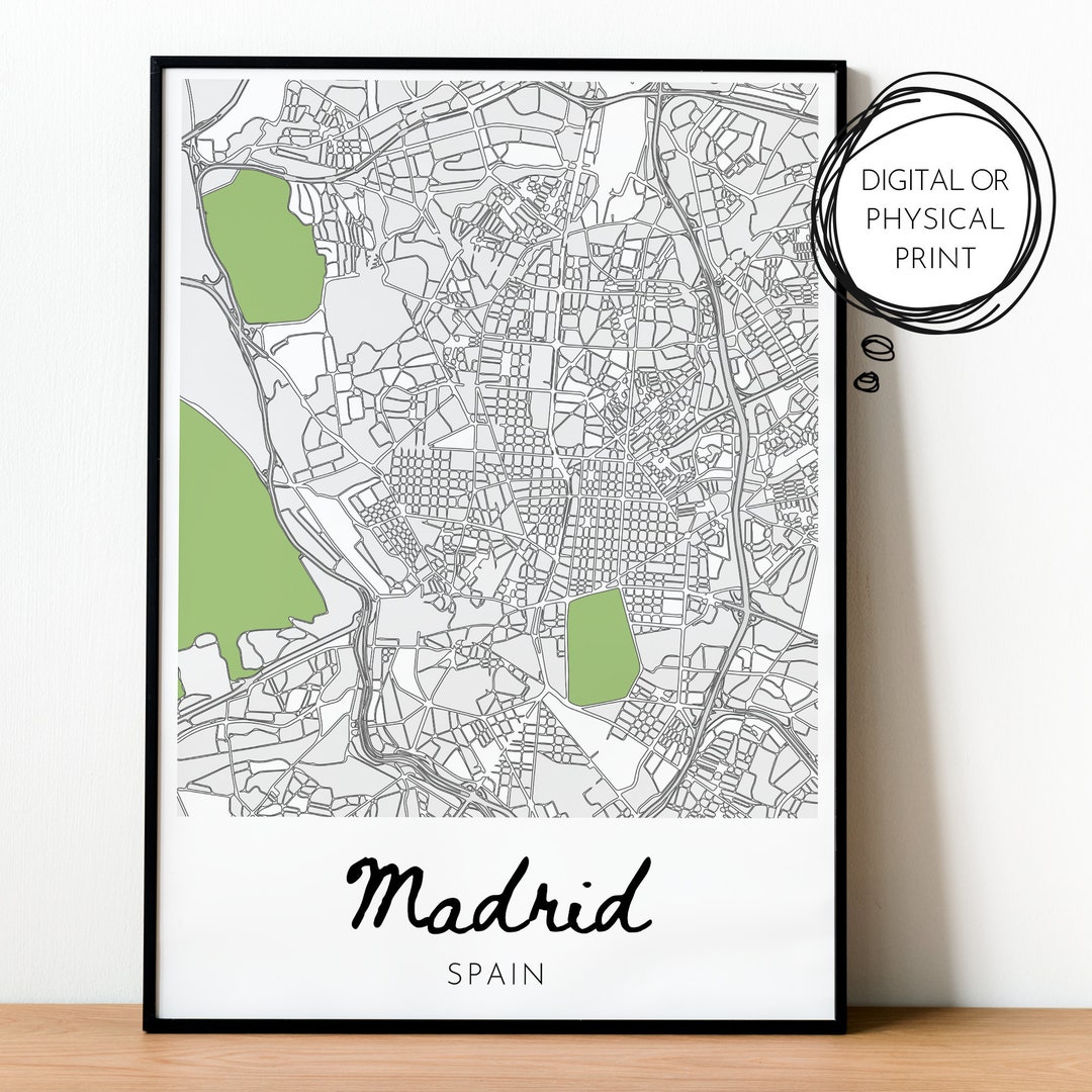 Madrid Map Print | Print Gift for Map | Custom Map | Wall Art | Custom ...