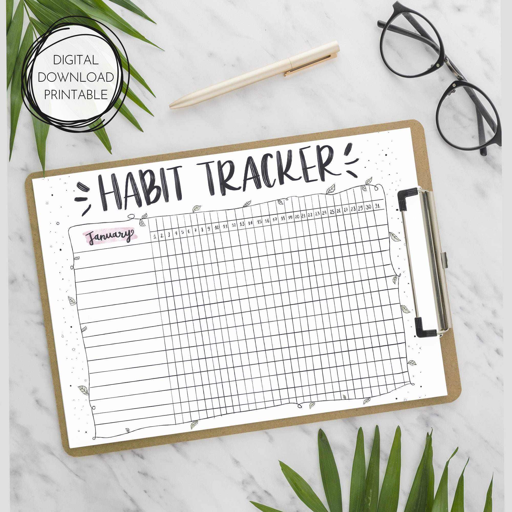 Habit Tracker Printable Bullet Journal Habit Tracker Digital - Etsy