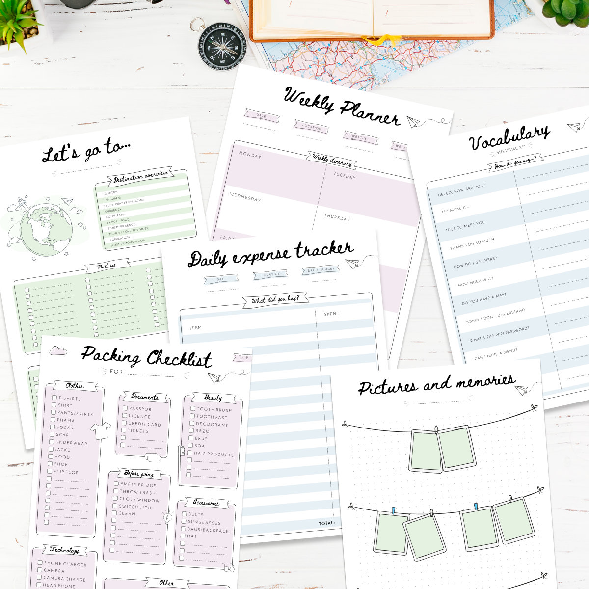 Trip Itinerary Vacation Planner Travel Plan Packing List Adventure ...