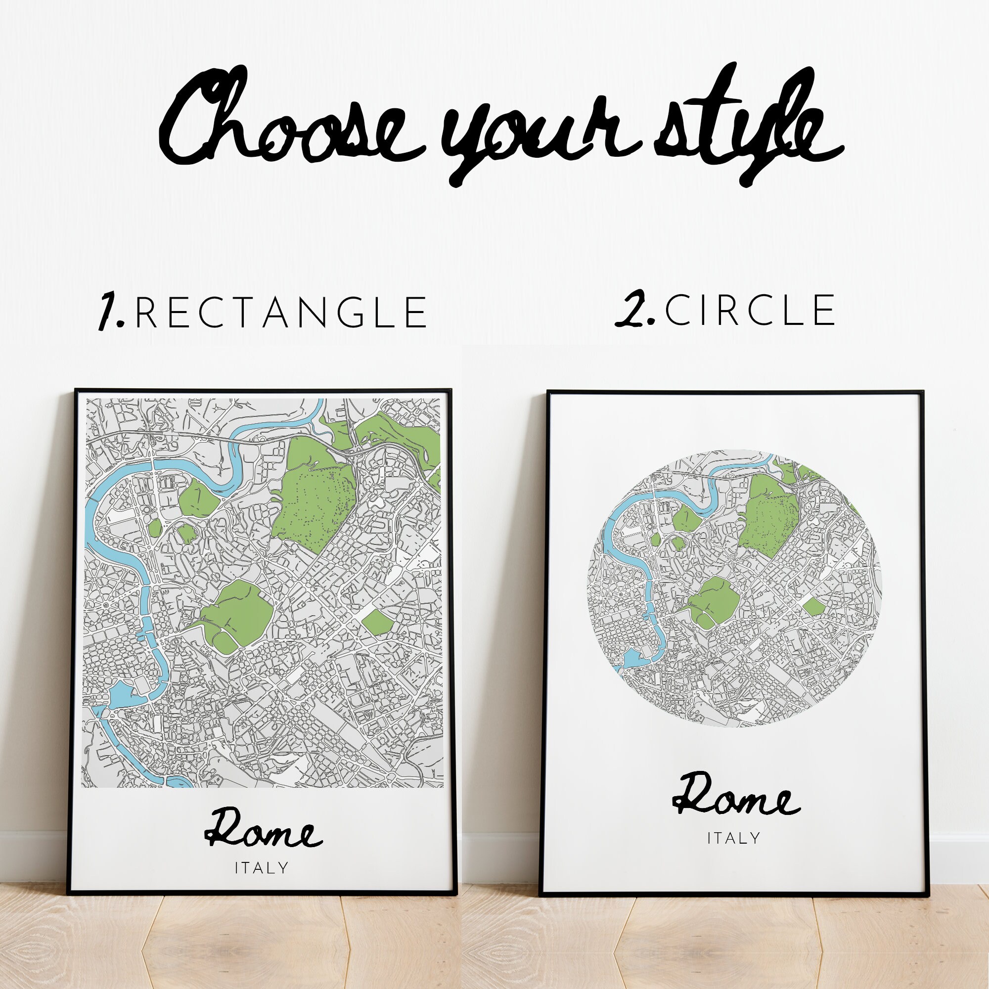 Rome Italy Map Print Print Gift for Map Custom Map Wall - Etsy