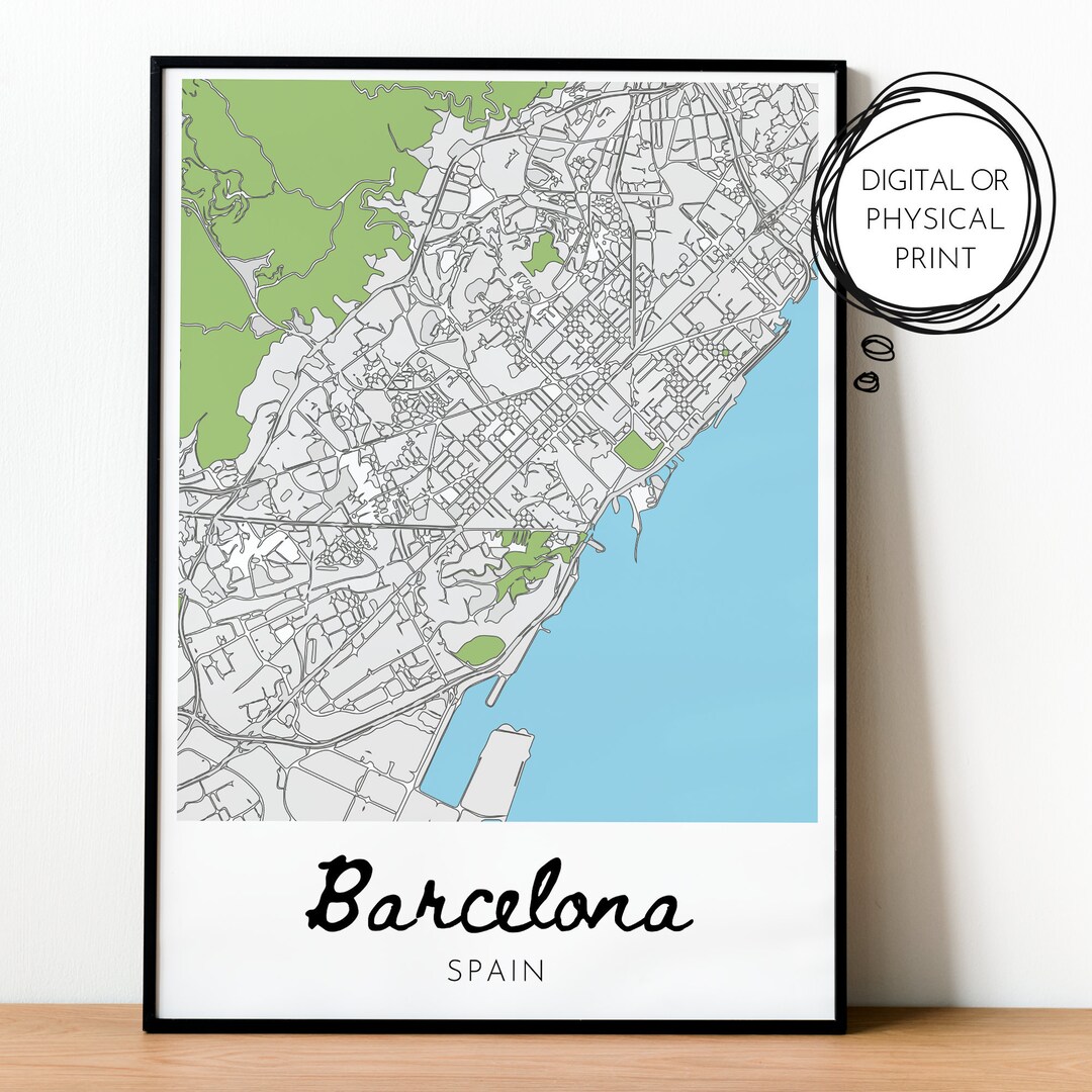 Barcelona Map Print | Print Gift for Map | Custom Map | Wall Art ...