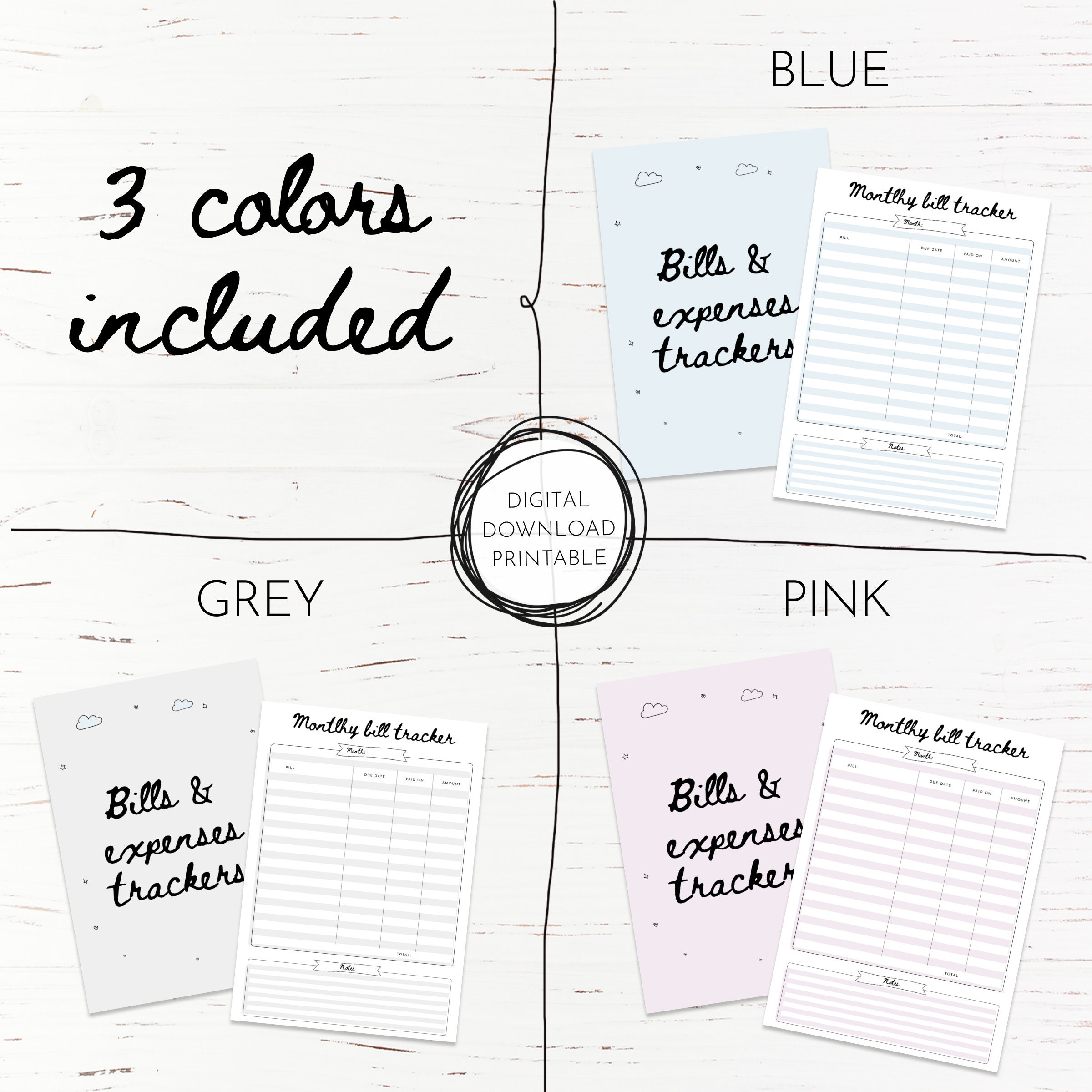 Monthly Bill Tracker and Budget Planner for Your Financial Planner ...