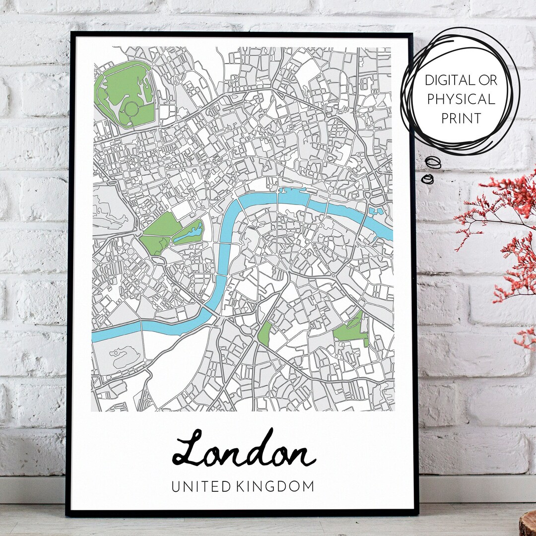 London Map Print | Print Gift Map | Custom Map | Wall Art | Custom Map ...