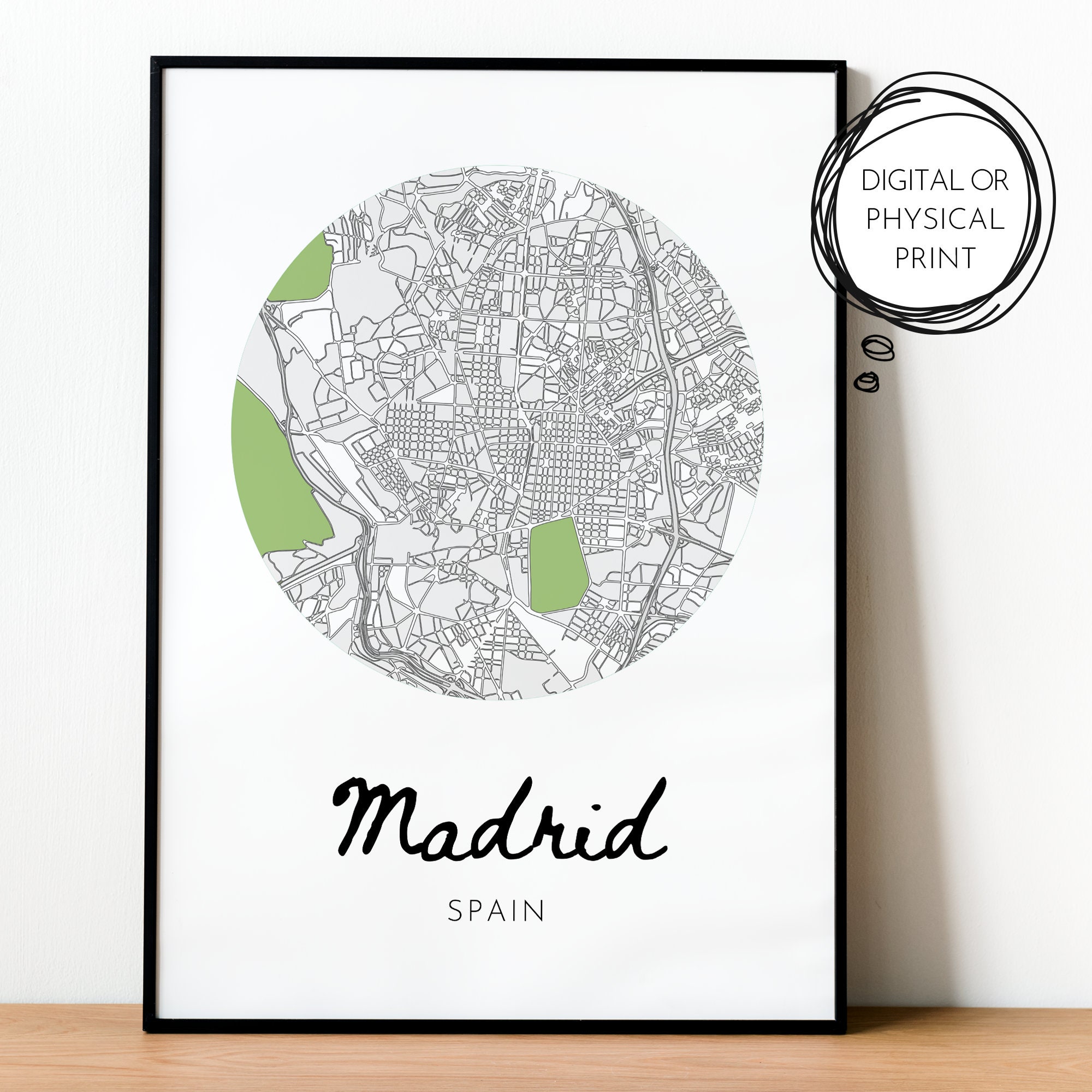 Madrid Map Print Print Gift for Map Custom Map Wall Art Custom Map ...