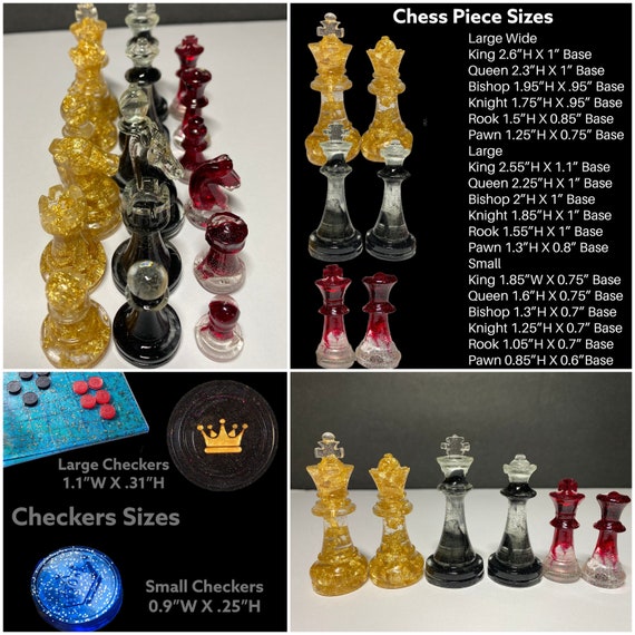 Chess Pieces 3 Sizes Checkers Pieces 2 Sizes custom Order - Etsy UK