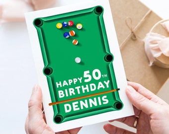 Snooker Birthday Card - Etsy