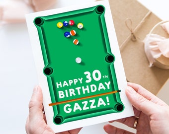 Snooker Birthday Card - Etsy