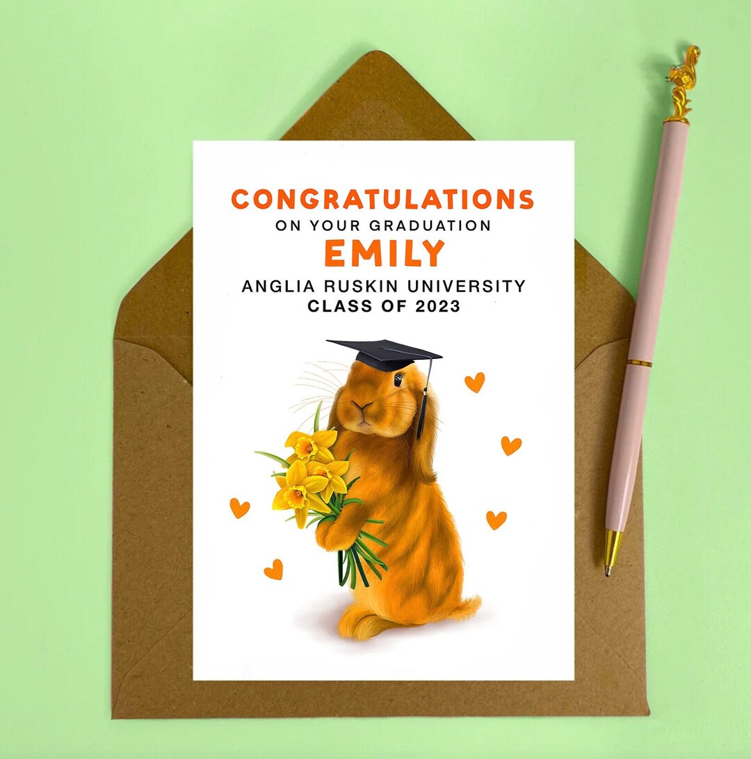 Personalised Bunny Graduation Card for My Daughter, Niece, Friend ...