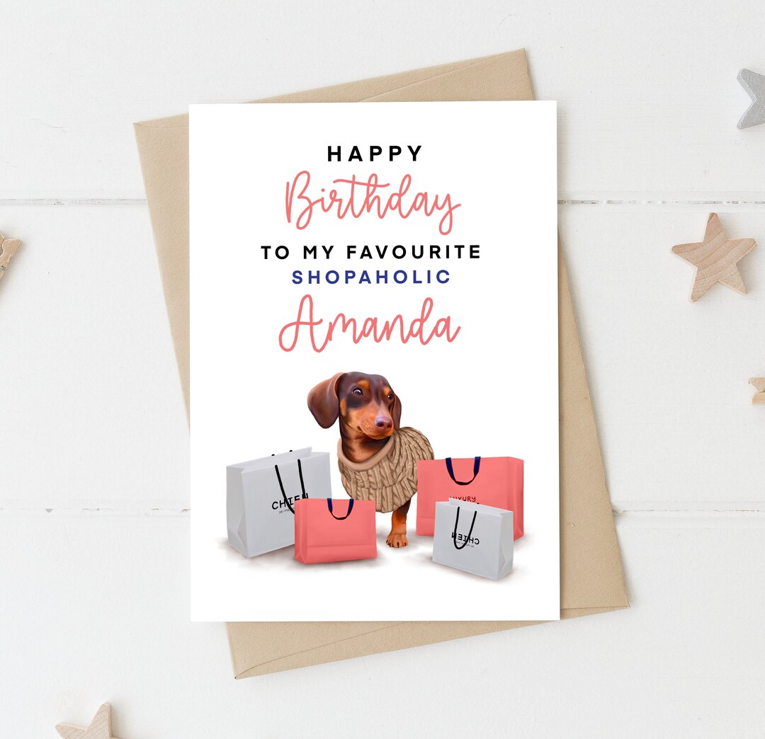 Personalised Women Birthday Card Shopaholic Card - Etsy