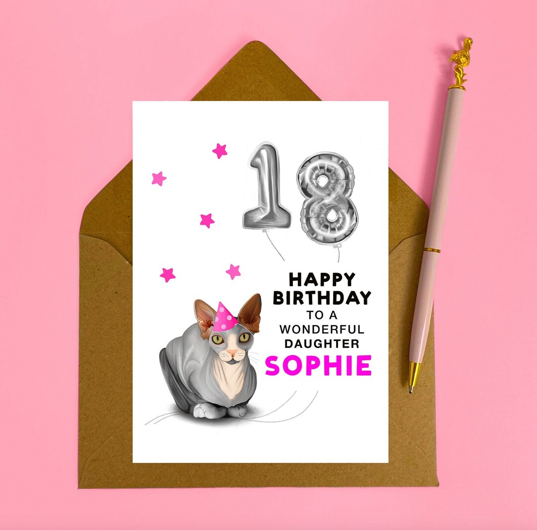 Sphynx Cat Birthday Card Any Age for a Special Daughter, Niece, Mum ...