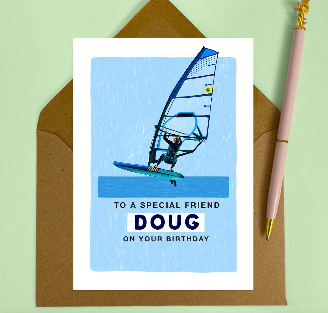 Personalised Wind Surfing Card Card Any Name and Relation Water Sports ...