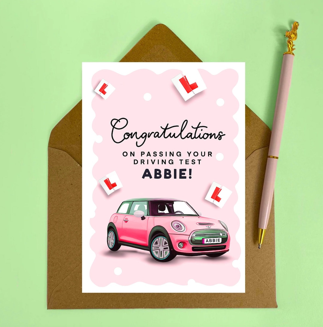 Personalised Passed Driving Test Card Congratulations, Well Done Blue ...