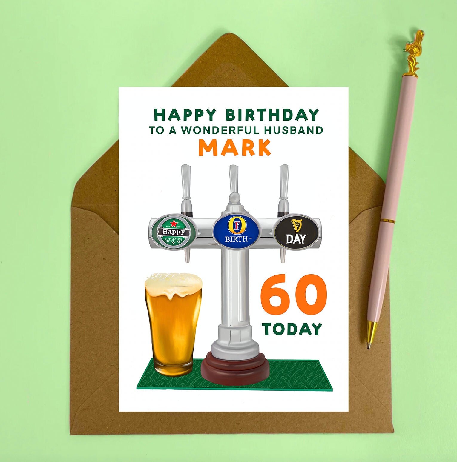 Personalised Beer Birthday Card Any Age Wonderful Husband - Etsy UK