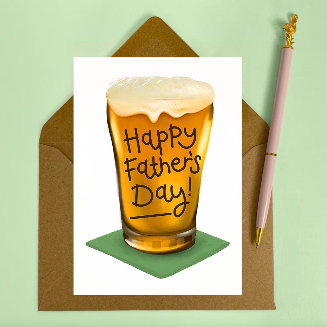 Fathers Day Beer Card Alcohol Drink Pint Glass Card for Him - Etsy.de