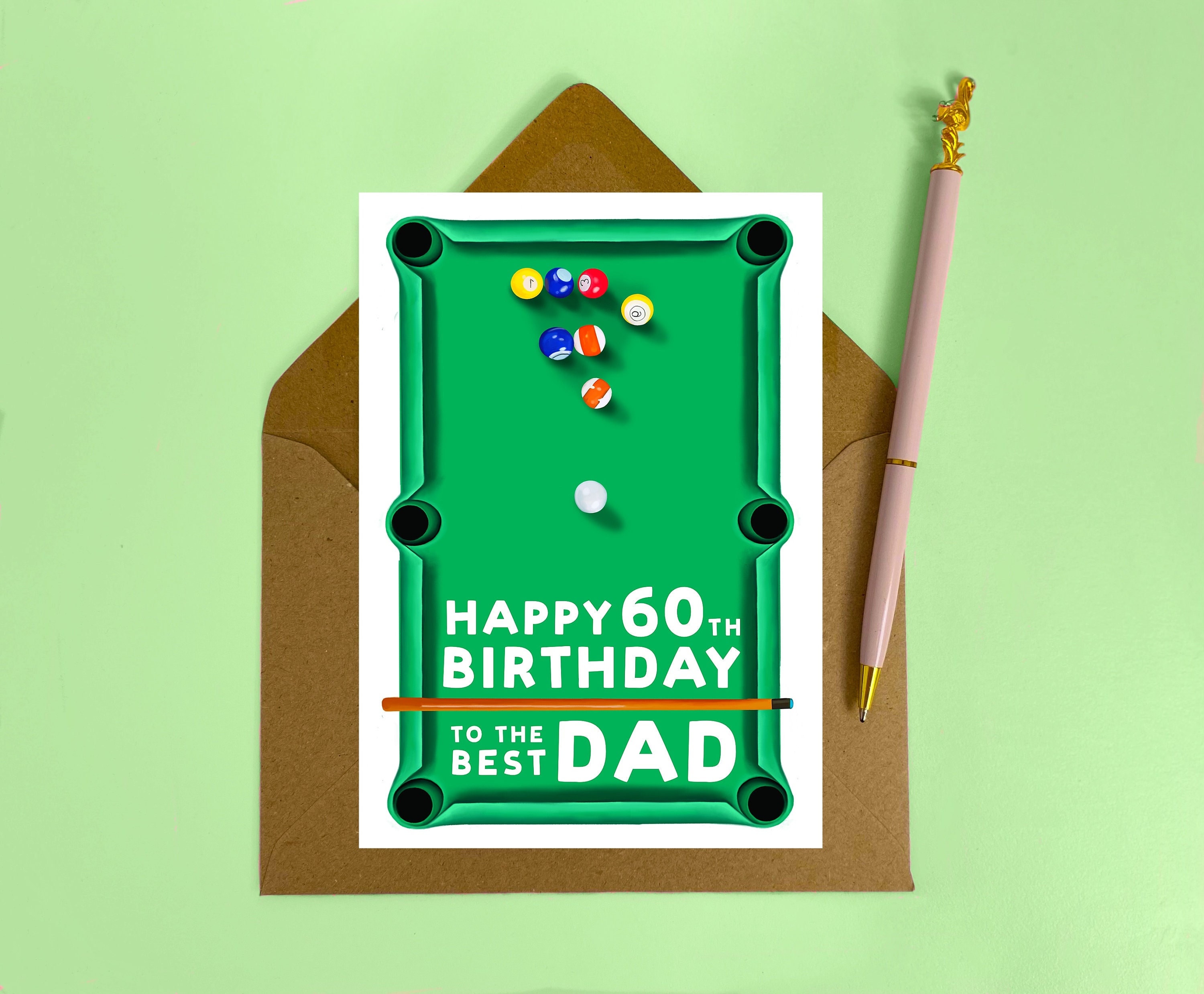 Dad Pool Table Birthday Card Any Age Snooker 60th Birthday - Etsy