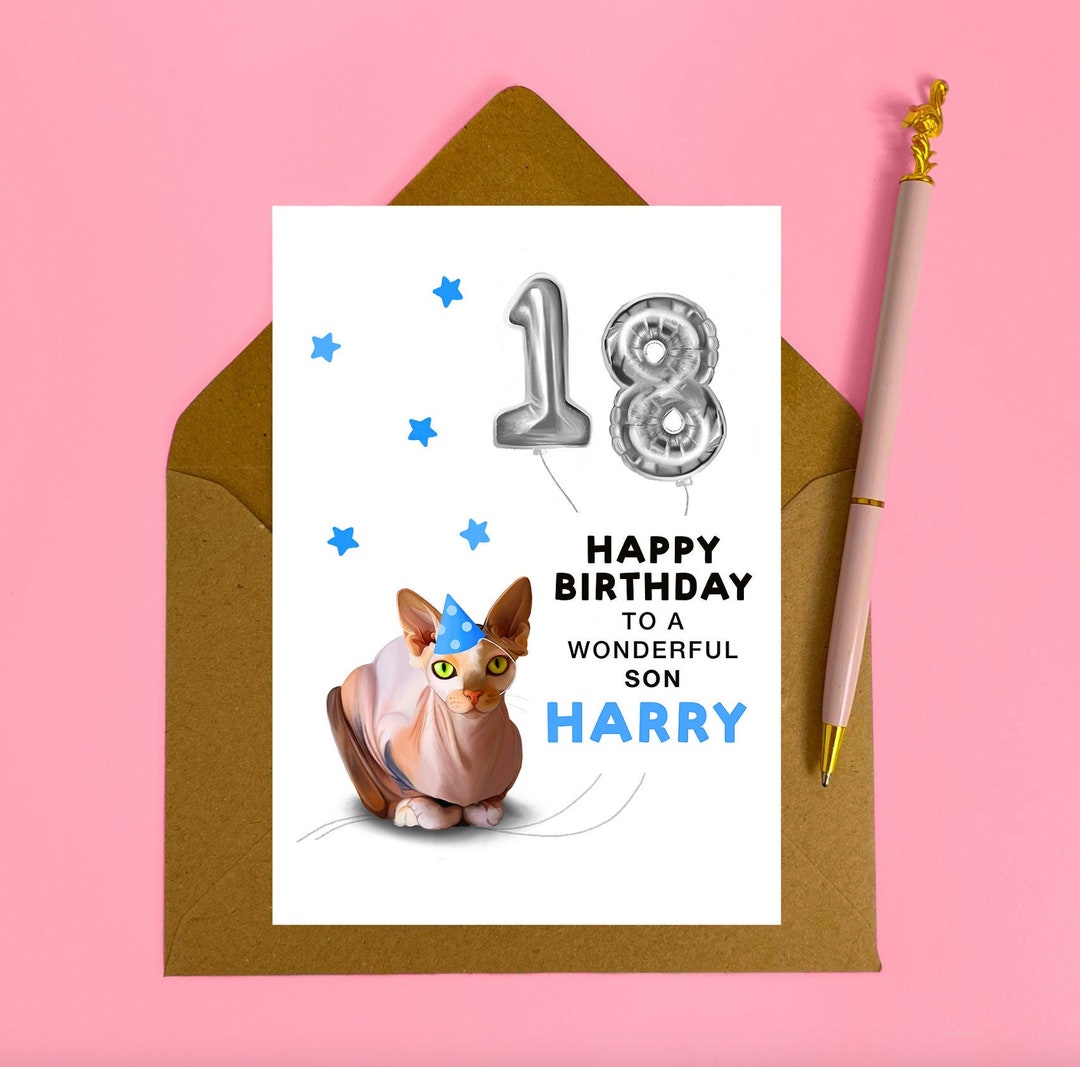 Sphynx Cat Birthday Card Any Age for a Special Son, Grandson, Nephew ...