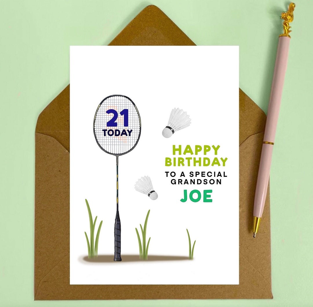 Personalised Badminton Birthday Card Any Age and Name Dad, Brother ...