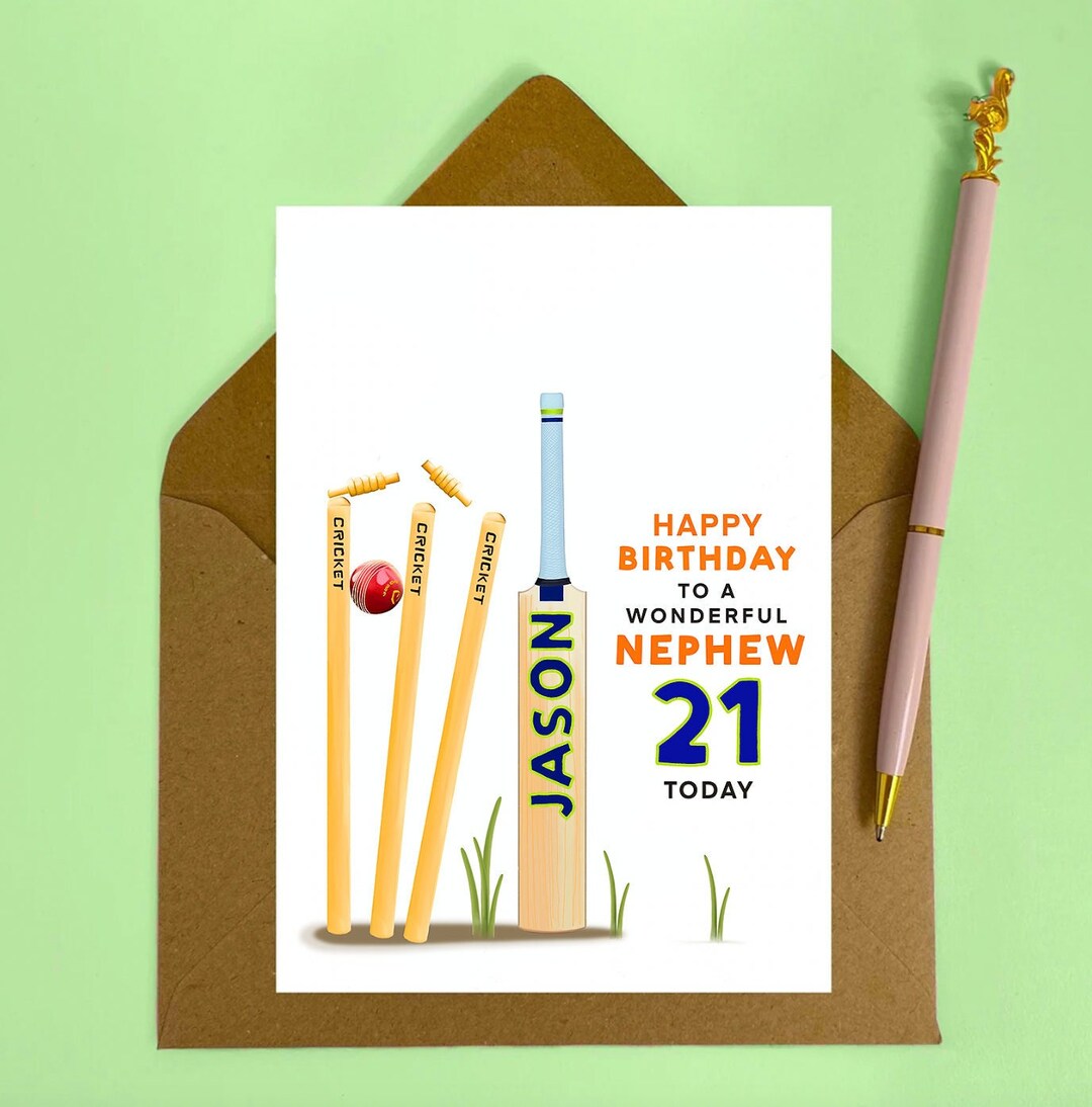 Personalised Cricket Birthday Card Any Age and Name Brother, Dad ...