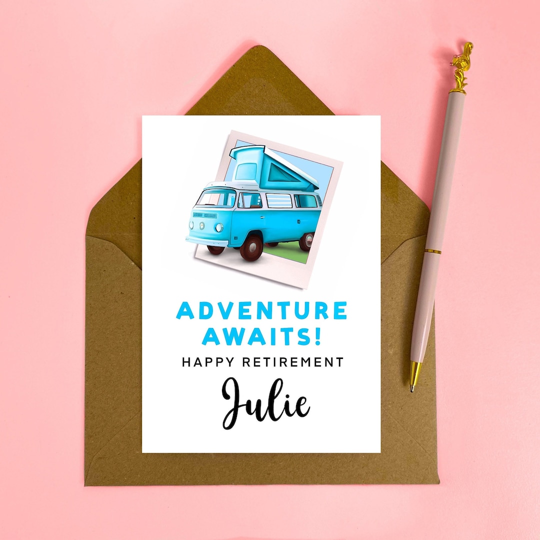 Personalised Campervan Retirement Card, Happy Retirement Adventure ...