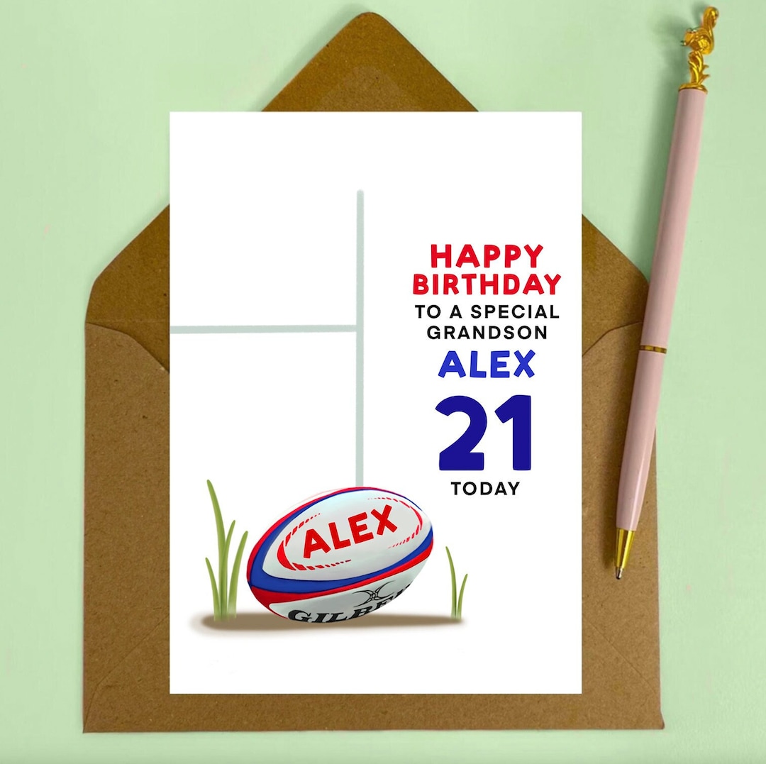Personalised Rugby Birthday Card Any Age and Name Brother, Dad, Cousin ...