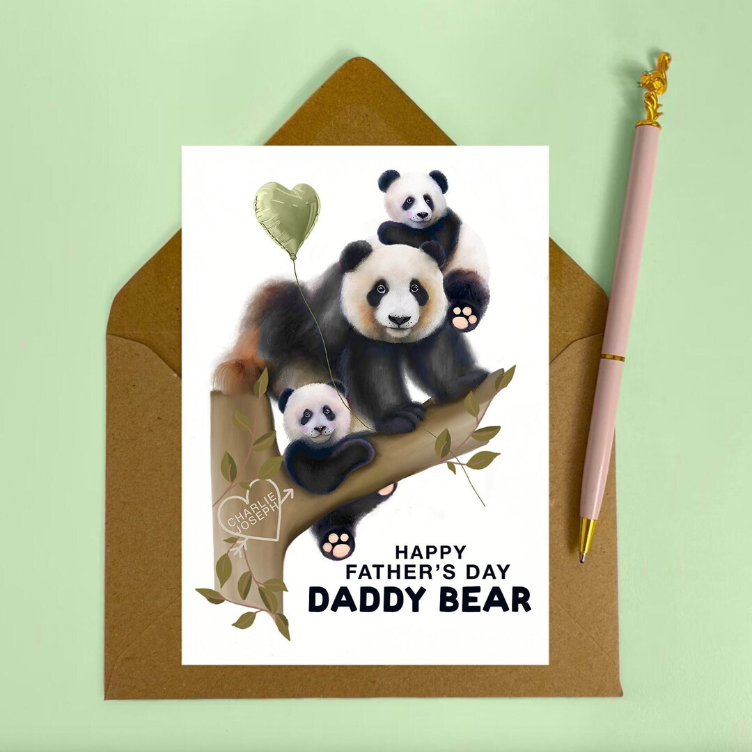 Personalised Panda Bear Father's Day Card for My Dad, Papa, Pops Panda ...