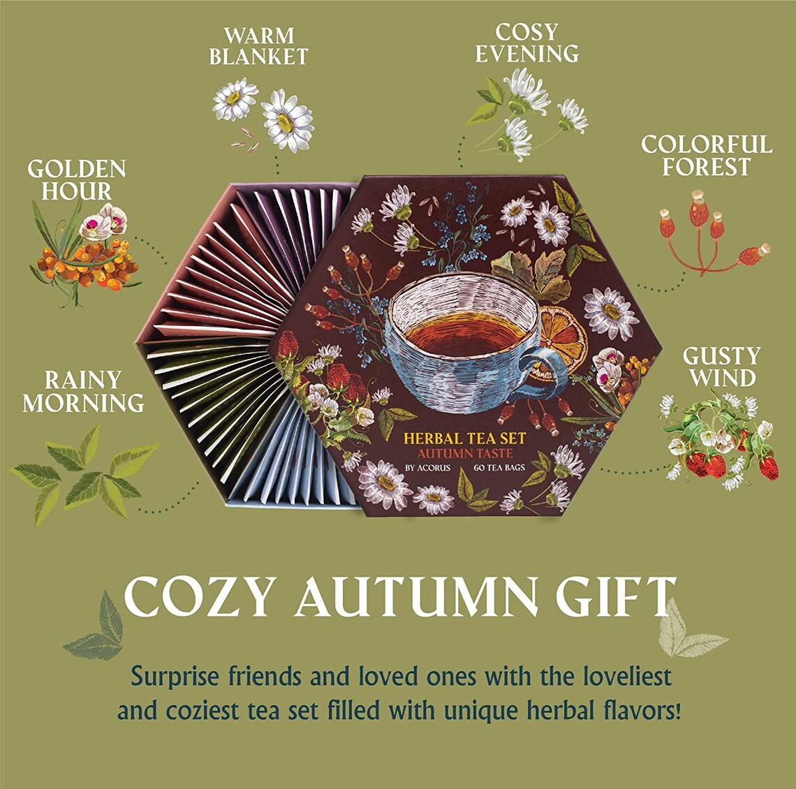 Autumn Taste Tea Set by ACORUS Natural Tea Hamper Box Gift | Etsy