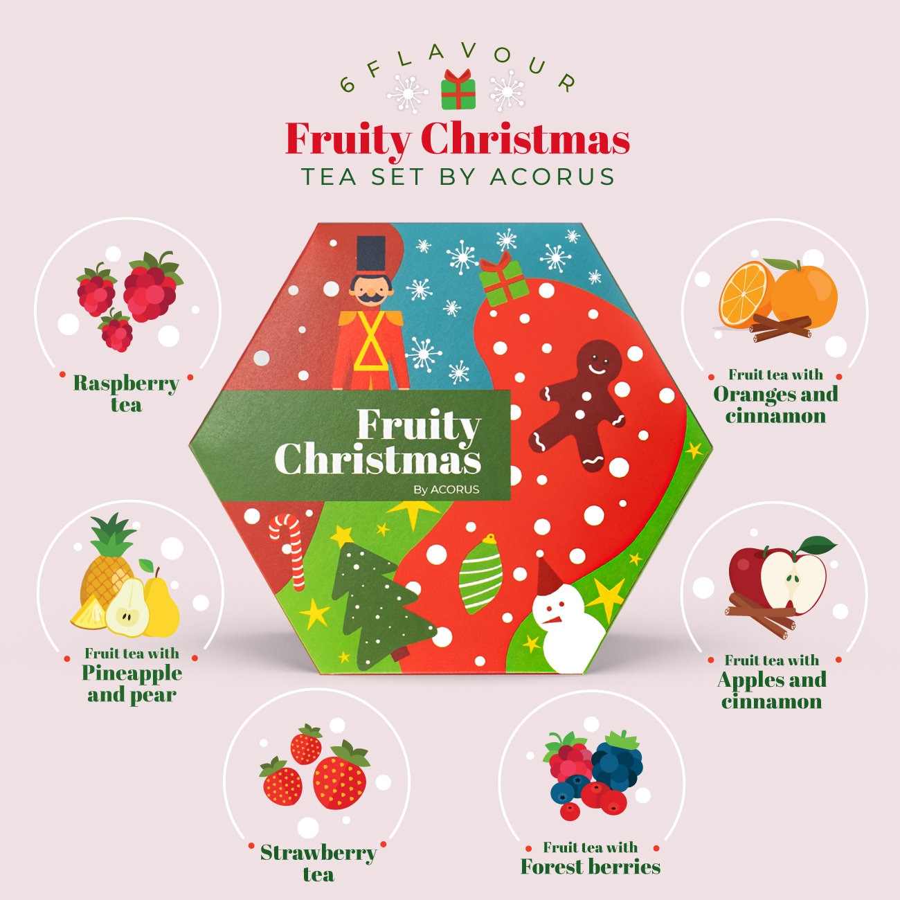 Fruity Christmas Tea Sampler: 6 Flavor Herbal Tea Gift Box - Etsy