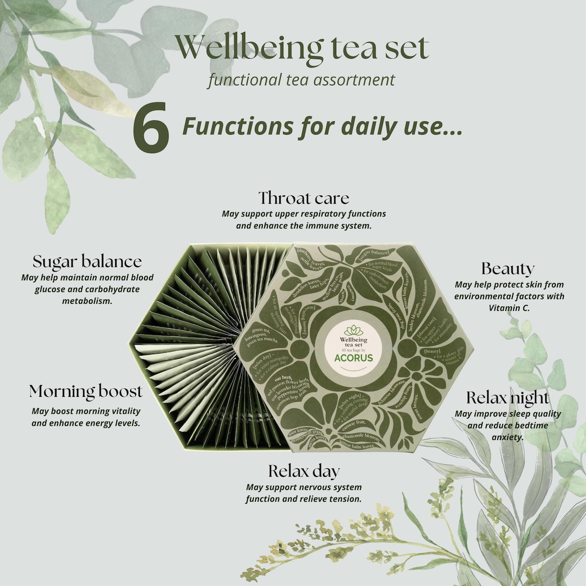 Wellbeing Tea Set: Natural Herbal Tea Bags Sampler - Etsy