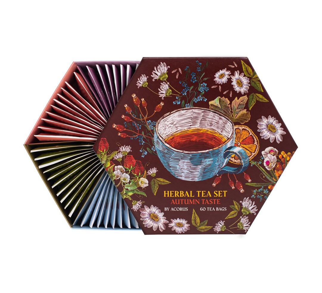 Autumn Taste Tea Set by ACORUS | Natural Tea Hamper Box Gift Set of 6 ...