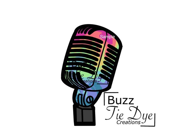 Microphone Clipart With Black Border PNG Graphic Rainbow | Etsy