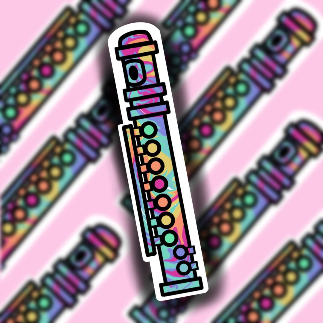 Flute Sticker, Tie Dye/rainbow regular or Mini WATERPROOF, Laptop ...
