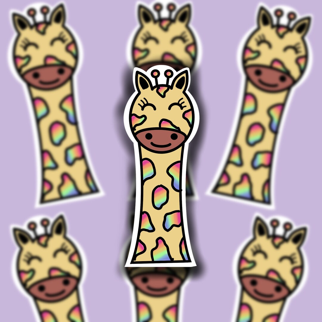 Giraffe Sticker, Tie Dye/rainbow regular or Mini WATERPROOF, Laptop ...