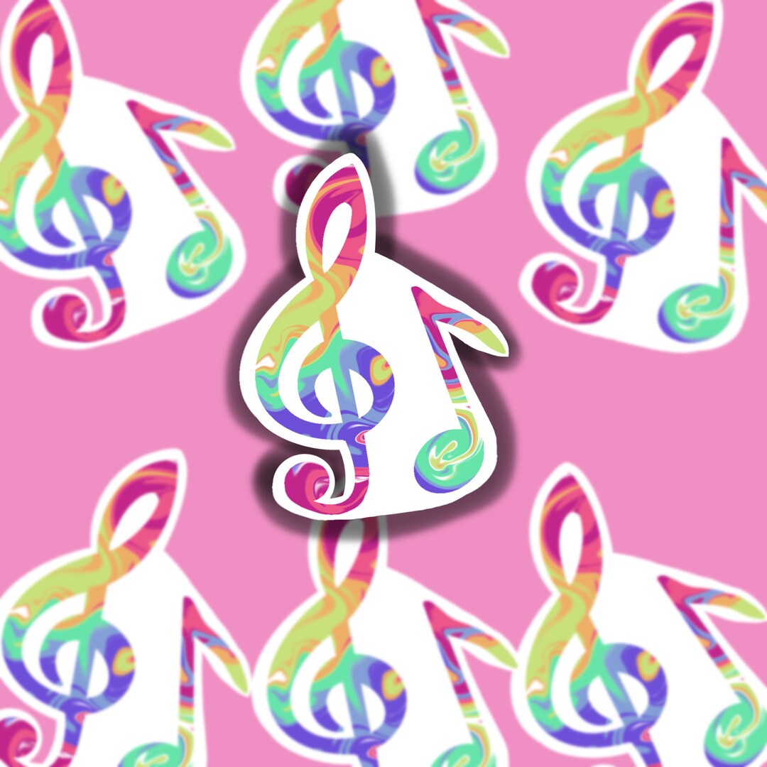 Music Note/treble Clef Sticker, Tie Dye/rainbow regular or Mini ...